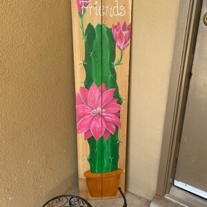 Blooming Cactus Welcome -saguaro Cactus Sign - Desert Welcome Sign ...