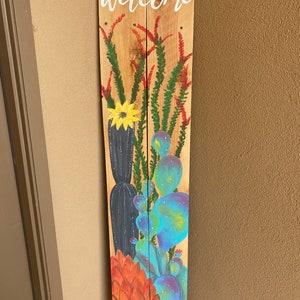 Prickly Cactus Garden Porch Sign - Desert Welcome Sign - Southwestern ...