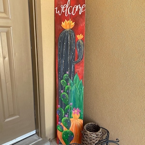 Hand-painted Cactus Garden Welcome Sign: Southwestern Porch Art - Etsy