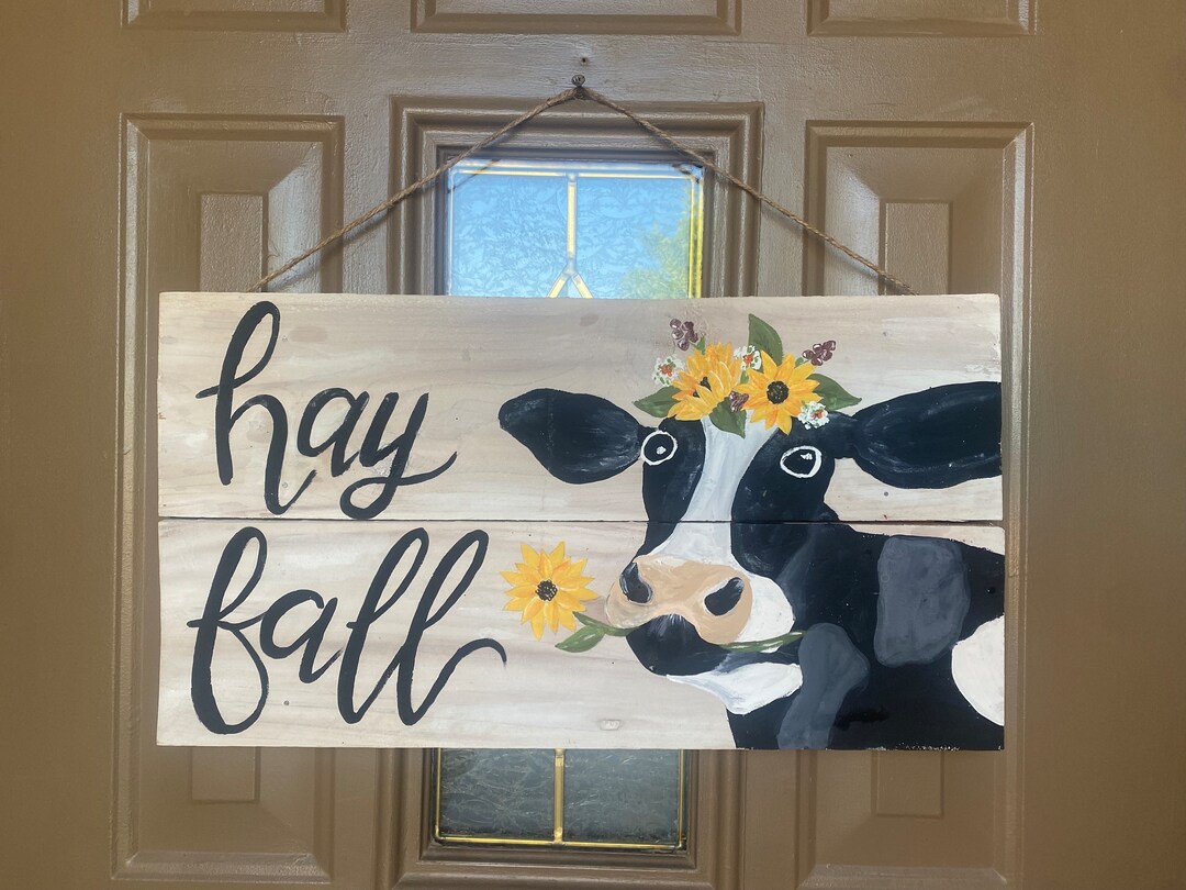 Fall Cow Art- Hay Fall Sunflowers - Etsy