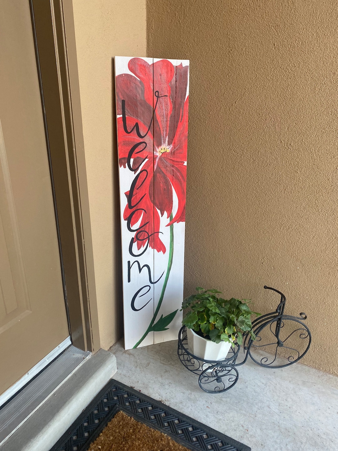 Tulip Welcome Sign - Floral Welcome Sign - Spring Porch Leaner - Garden ...