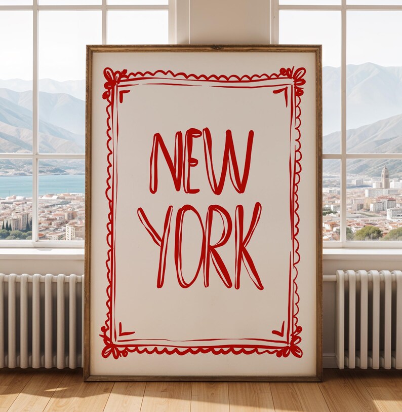 New York Art Print NY Wall Art New York State Poster Minimalist Heart ...