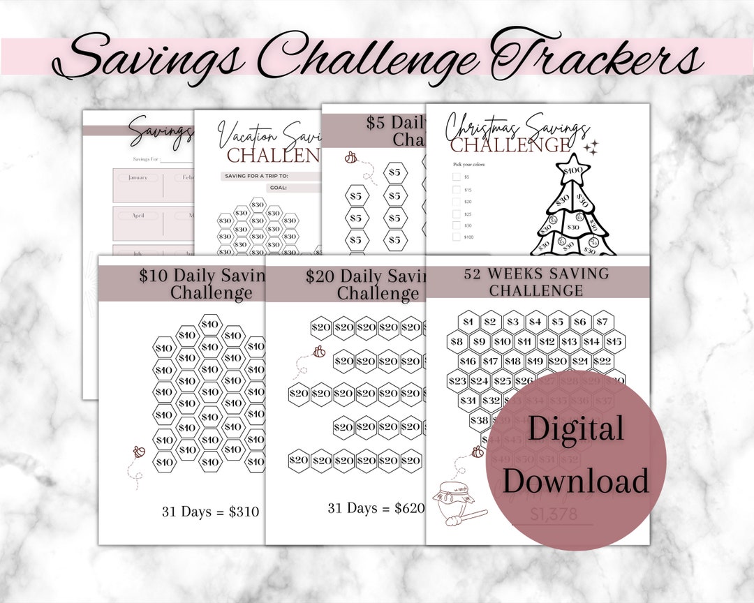 Savings Challenge Tracker | Savings Printable | Instant Download ...