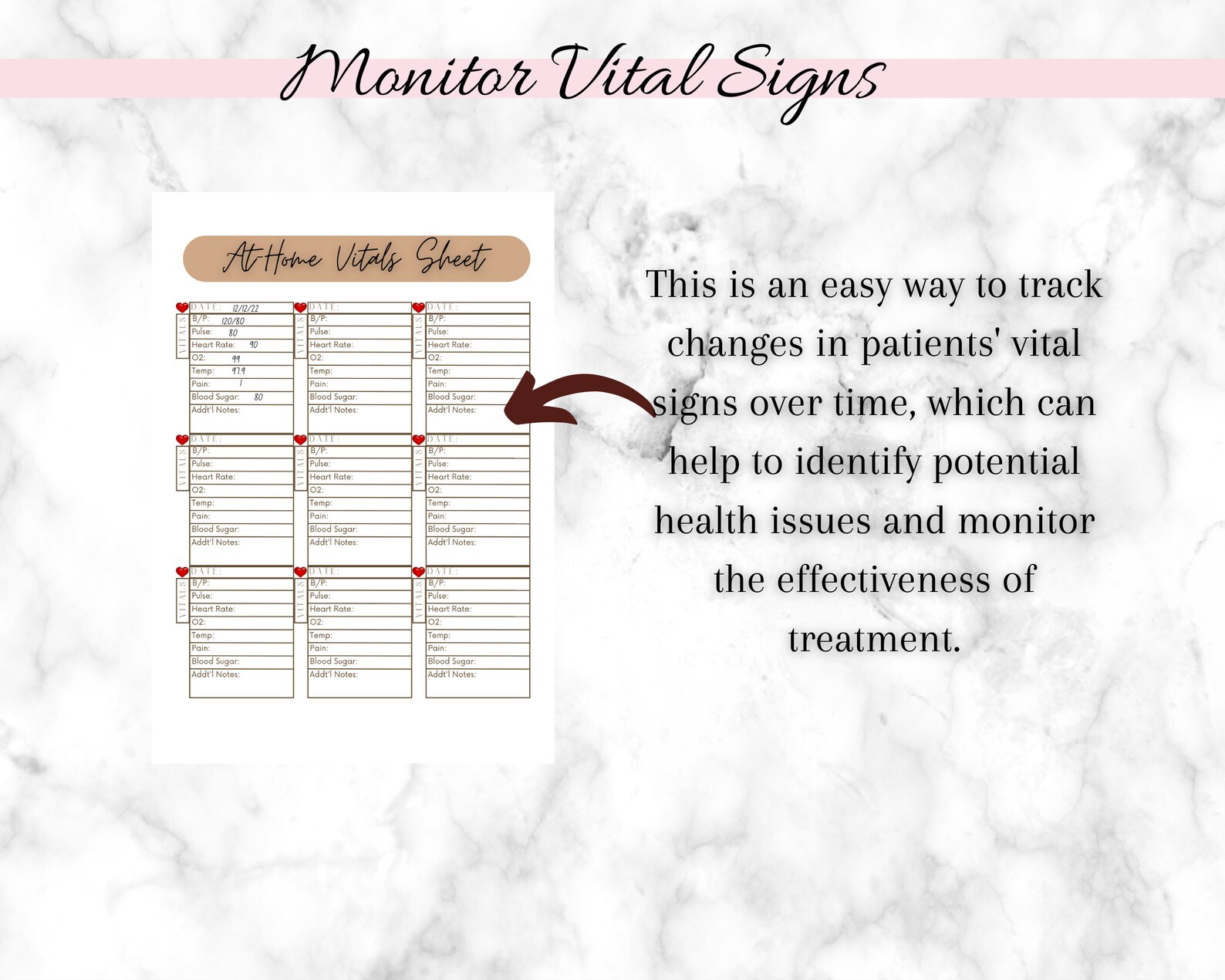 Printable Vitals Sheet, Vital Signs Log, Blood Pressure Tracker, Vitals ...