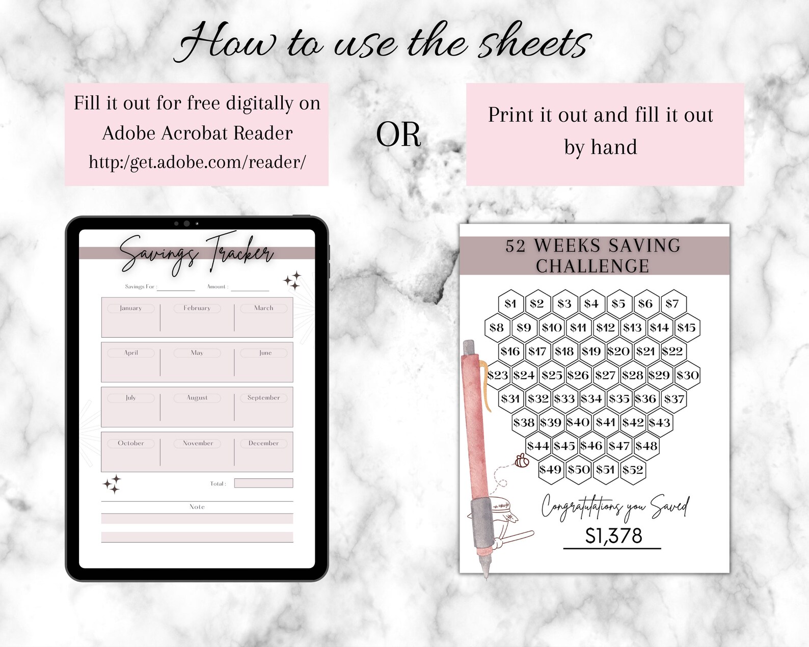 Savings Challenge Tracker | Savings Printable | Instant Download ...