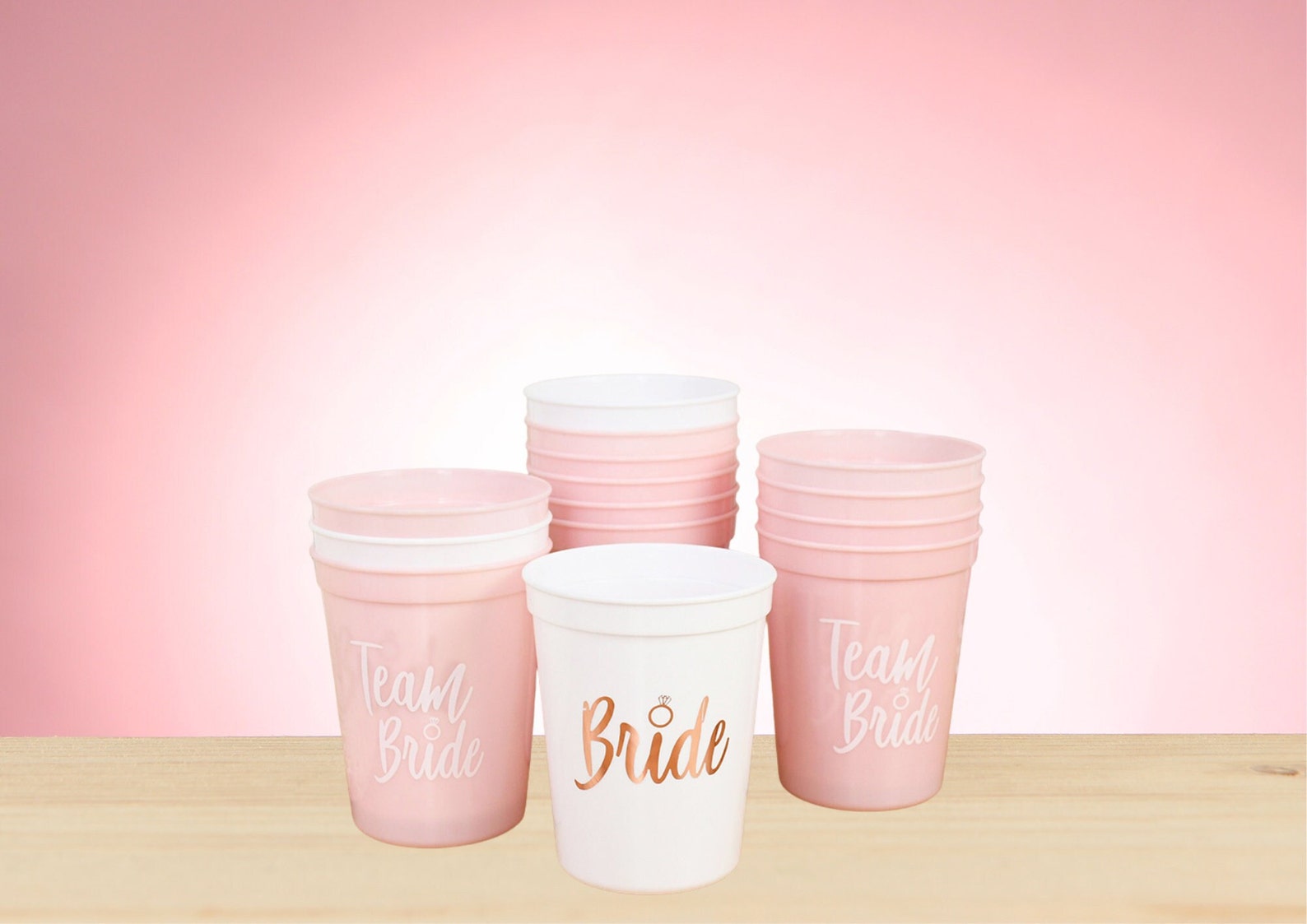Hen Party Plastic Drinking Cups Bridal Shower Gift Team Bride and Bride ...
