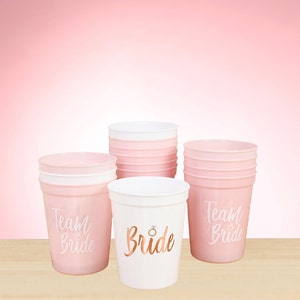 Hen Party Plastic Drinking Cups Bridal Shower Gift Team Bride and Bride ...