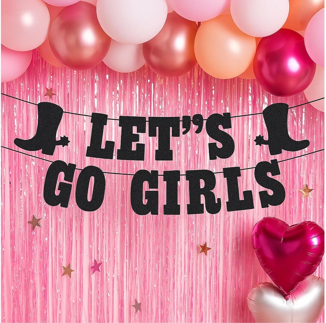 Let's Go Girls Banner Western Cowgirl Hen Party Decor Hen Do Garland ...