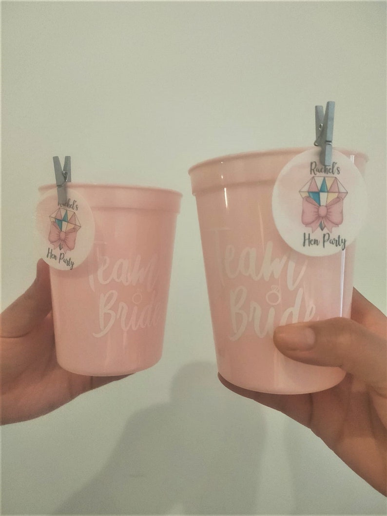 Hen Party Plastic Drinking Cups Bridal Shower Gift Team Bride and Bride ...
