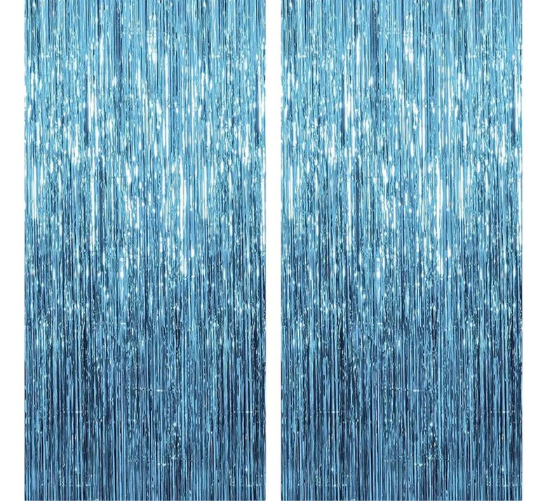 Blue Foil Curtain Backdrop Hen Party Decoration Birthday Bridal Shower ...
