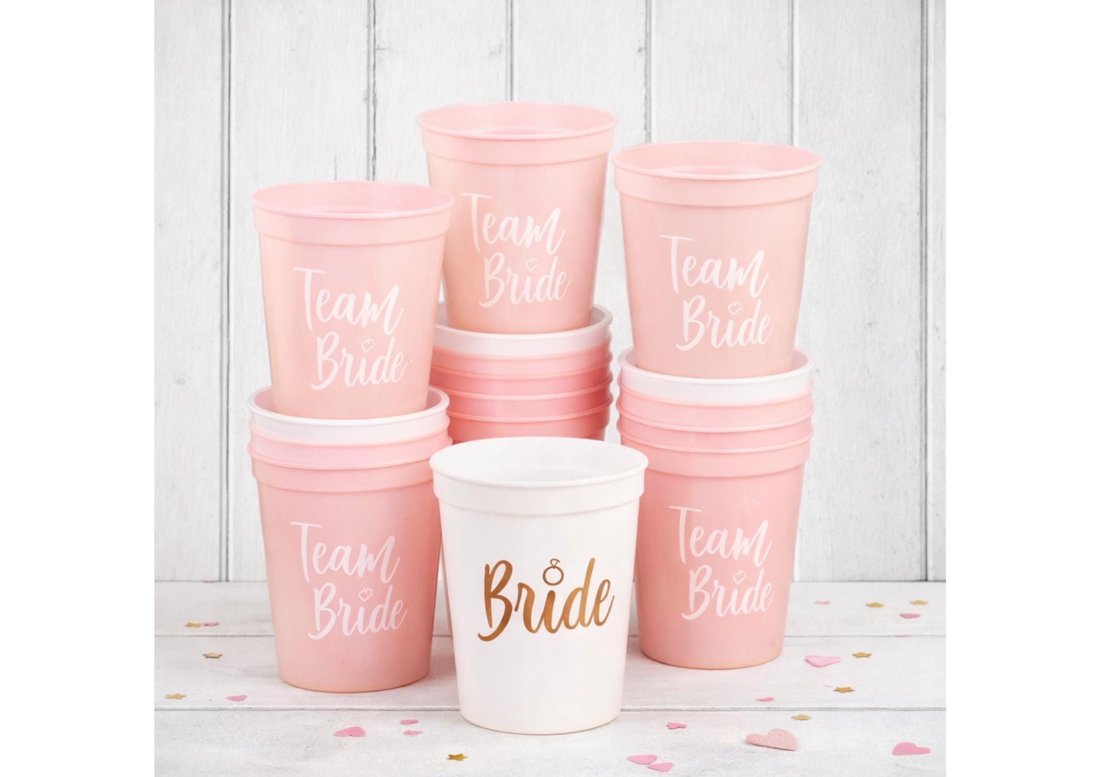 Hen Party Plastic Drinking Cups Bridal Shower Gift Team Bride and Bride ...