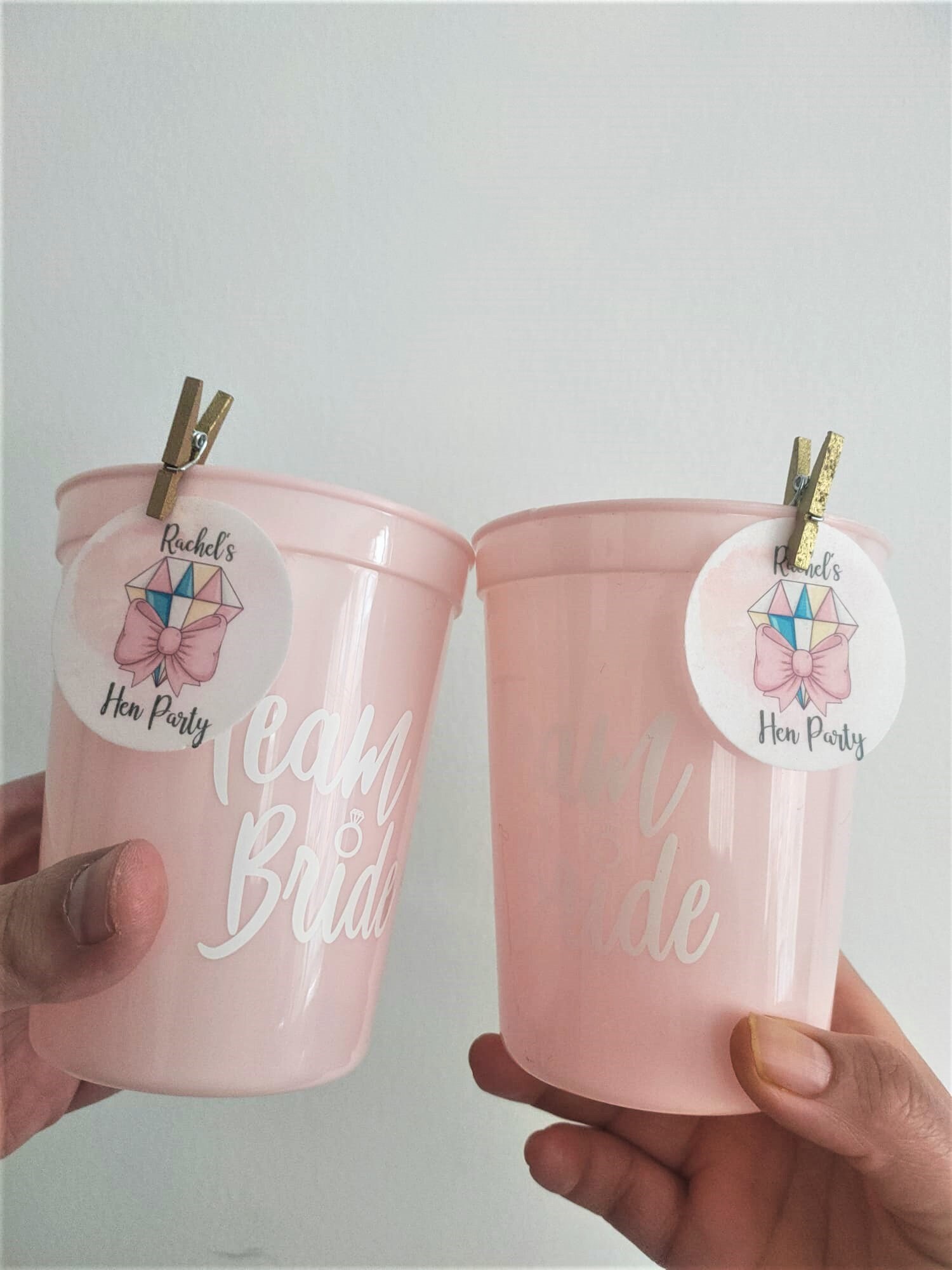 Hen Party Plastic Drinking Cups Bridal Shower Gift Team Bride and Bride ...