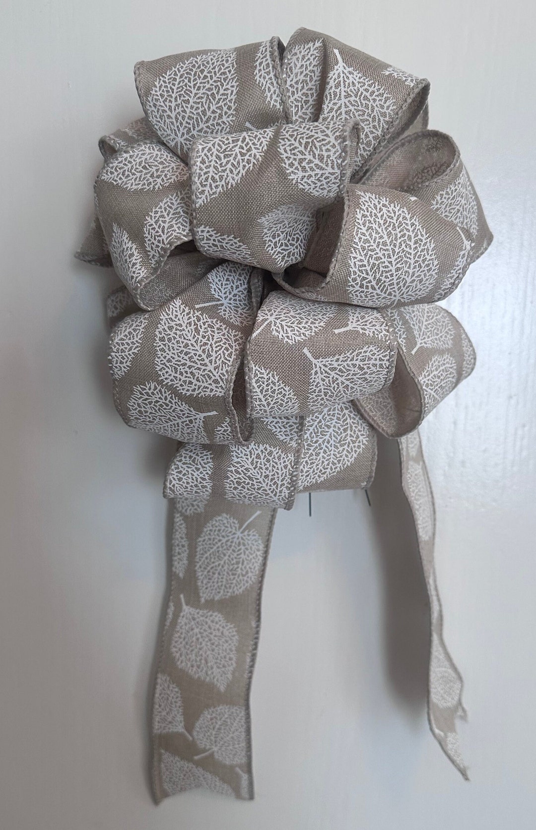 Neutral Colored Leaf Bow for Wreath, Fall Door Hanger Bow, Fall Wreath ...