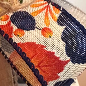 Handmade Fall-inspired Decorative Ribbon Bow, Burlap, Orange & Navy ...