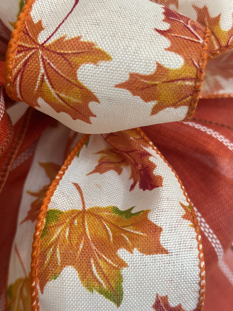 Fall Leaf Lantern Bow, Autumn Maple Leaf Bow for Wreath, Thanksgiving ...