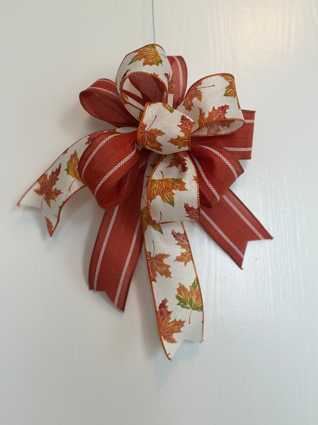 Fall Leaf Lantern Bow, Autumn Maple Leaf Bow for Wreath, Thanksgiving ...