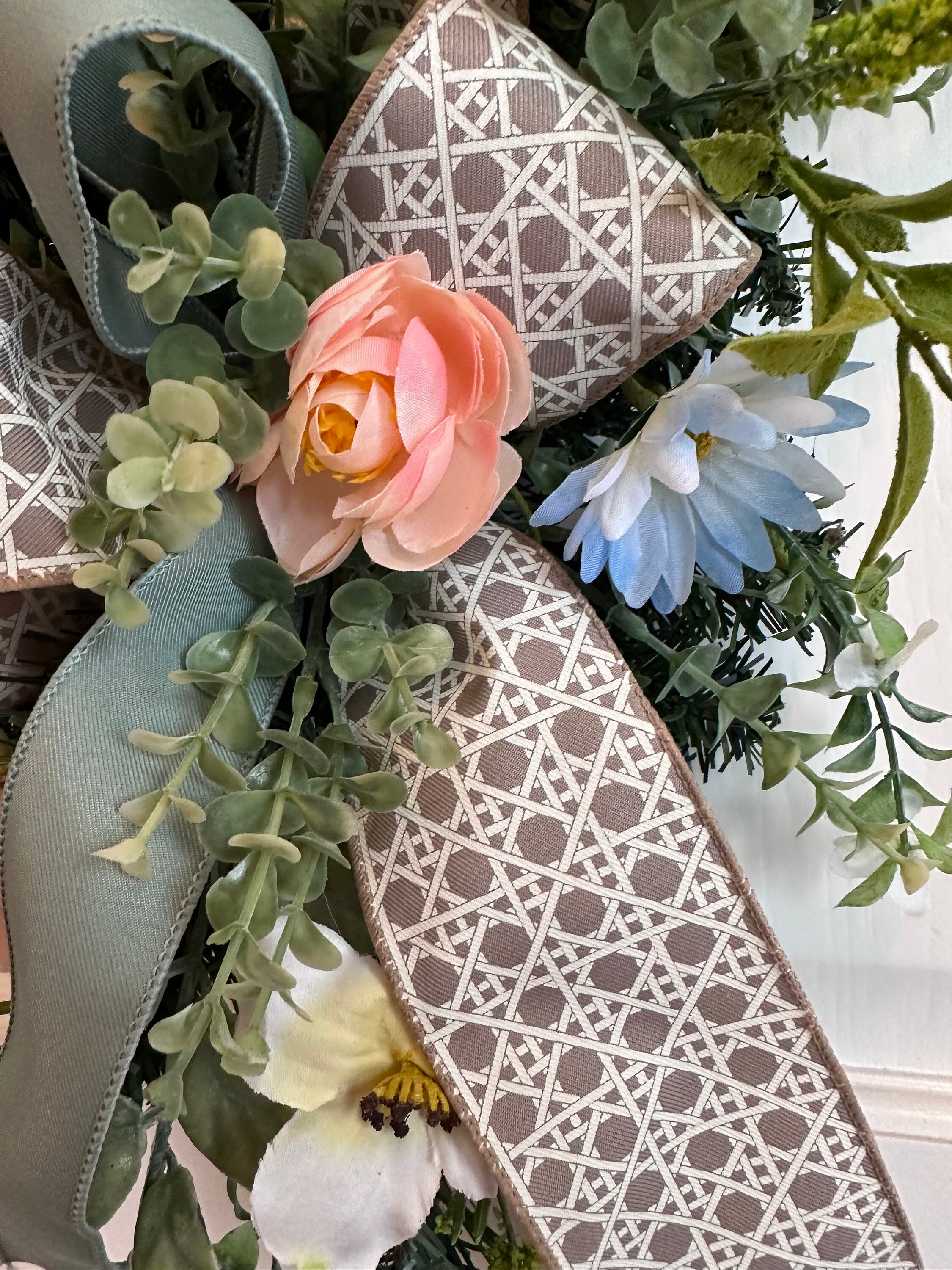 Year-round Swag With Metal Hello Sign in Peach and Moss Green and ...