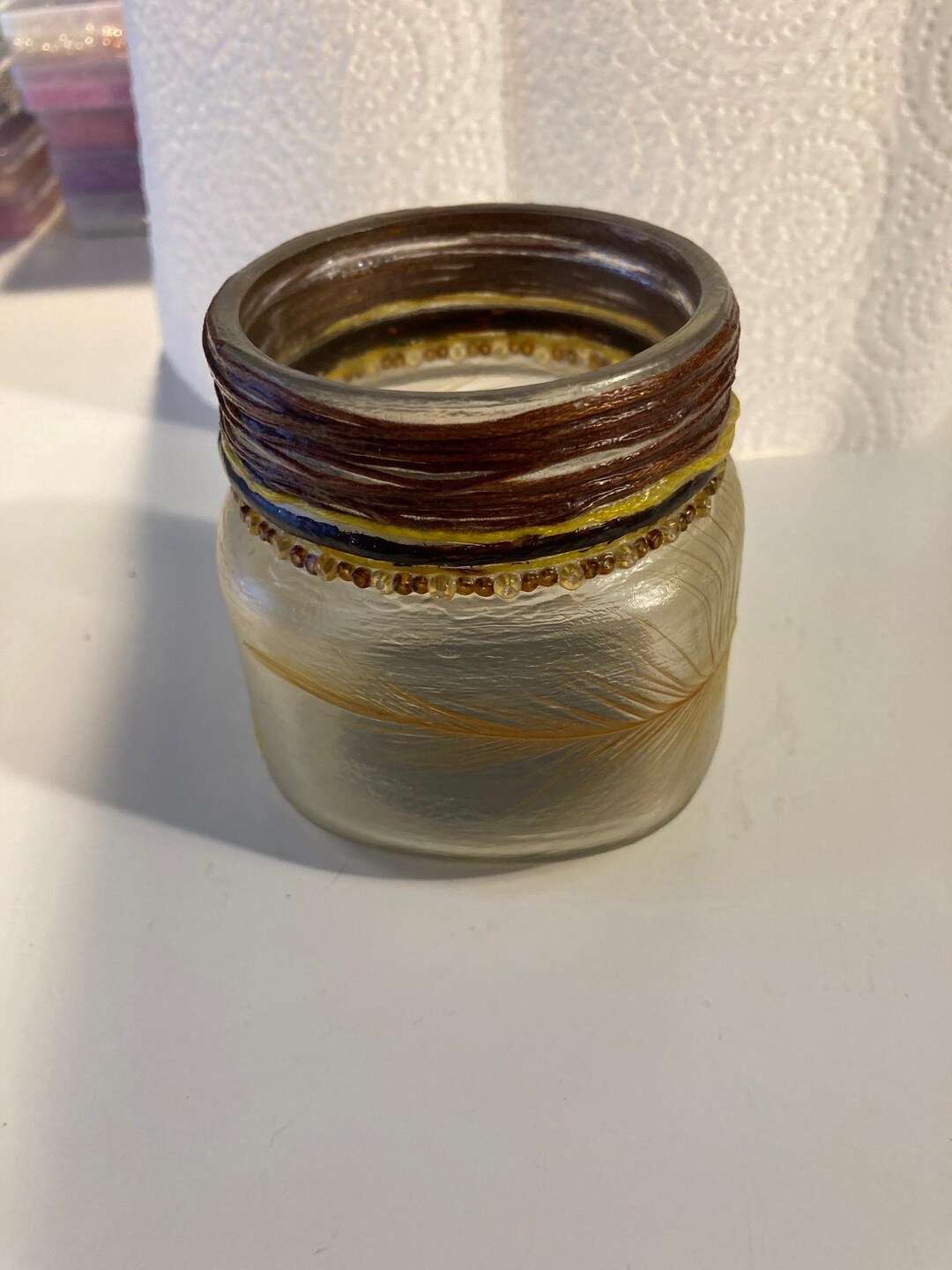 Fall Feathers on Jar - Etsy