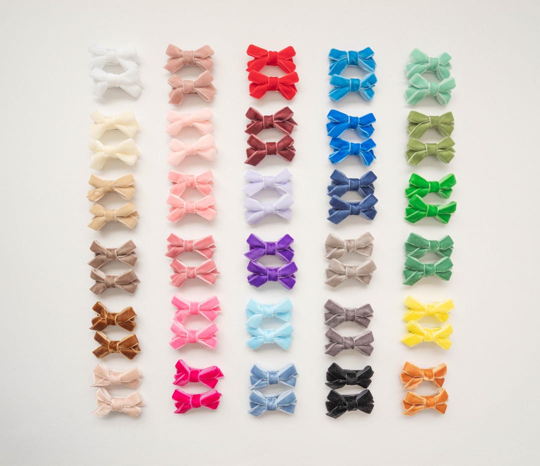VELVET MINI BOW Pigtail Snap Clips, Baby Girl Piggy Hair Clips, Girl ...