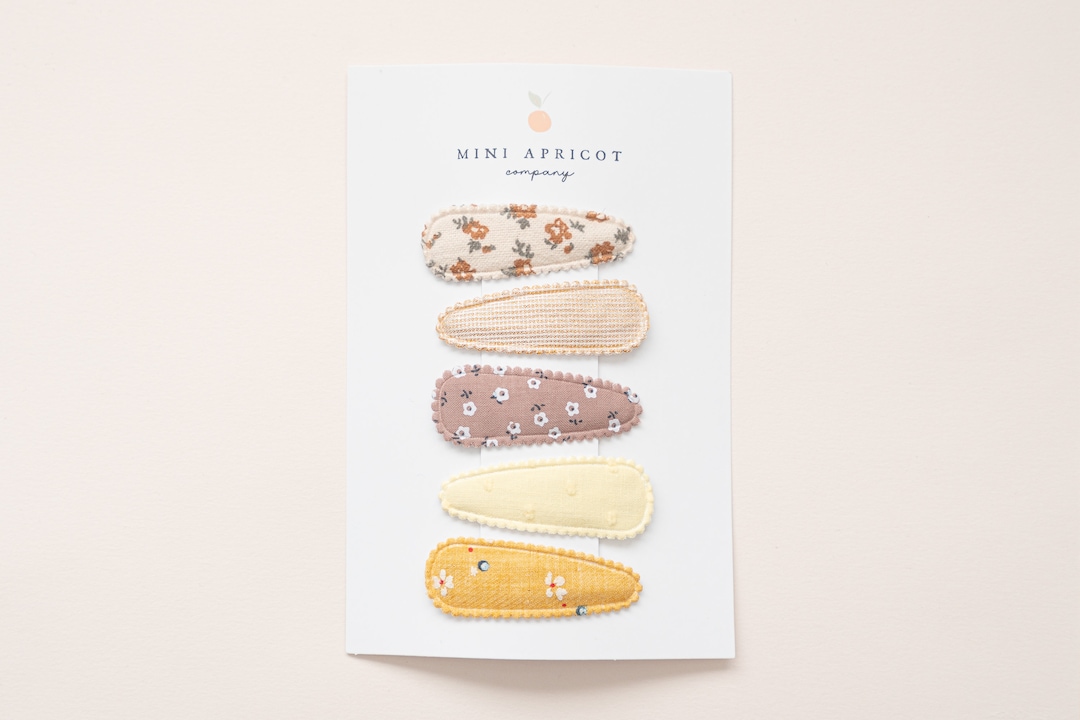 WAVERLY SET of 5 Fabric Snap Clips, Baby Girl Hair Clips, Girl Hair ...