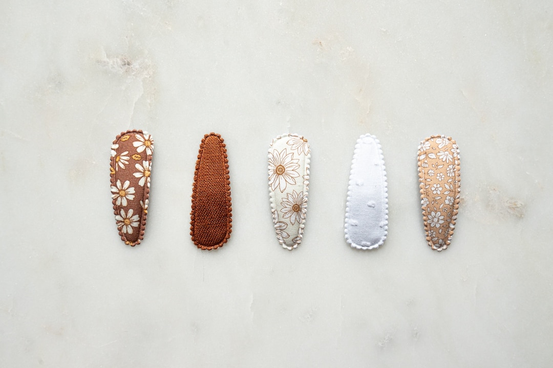 GAIA SET of 5 Fabric Snap Clips, Baby Girl Hair Clips, Girl Hair ...