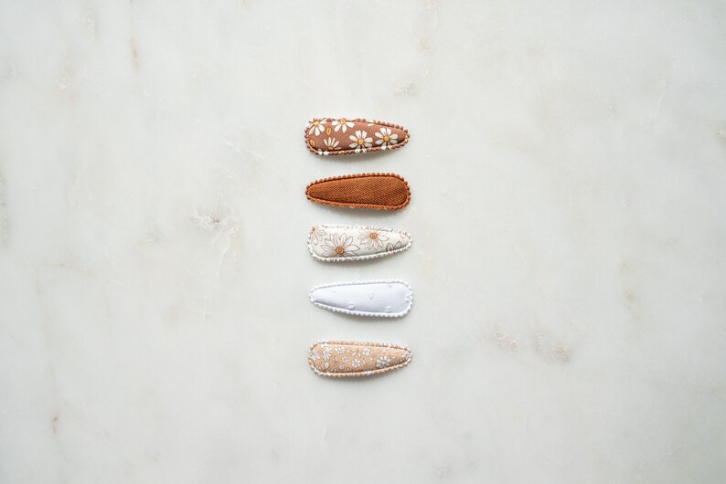 GAIA SET of 5 Fabric Snap Clips Baby Girl Hair Clips Girl - Etsy