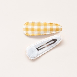 SET of 2 YELLOW PLAID Fabric Snap Clips, Baby Girl Hair Clips, Girl ...