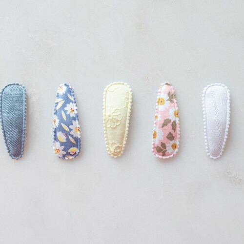 GAIA SET of 5 Fabric Snap Clips Baby Girl Hair Clips Girl - Etsy