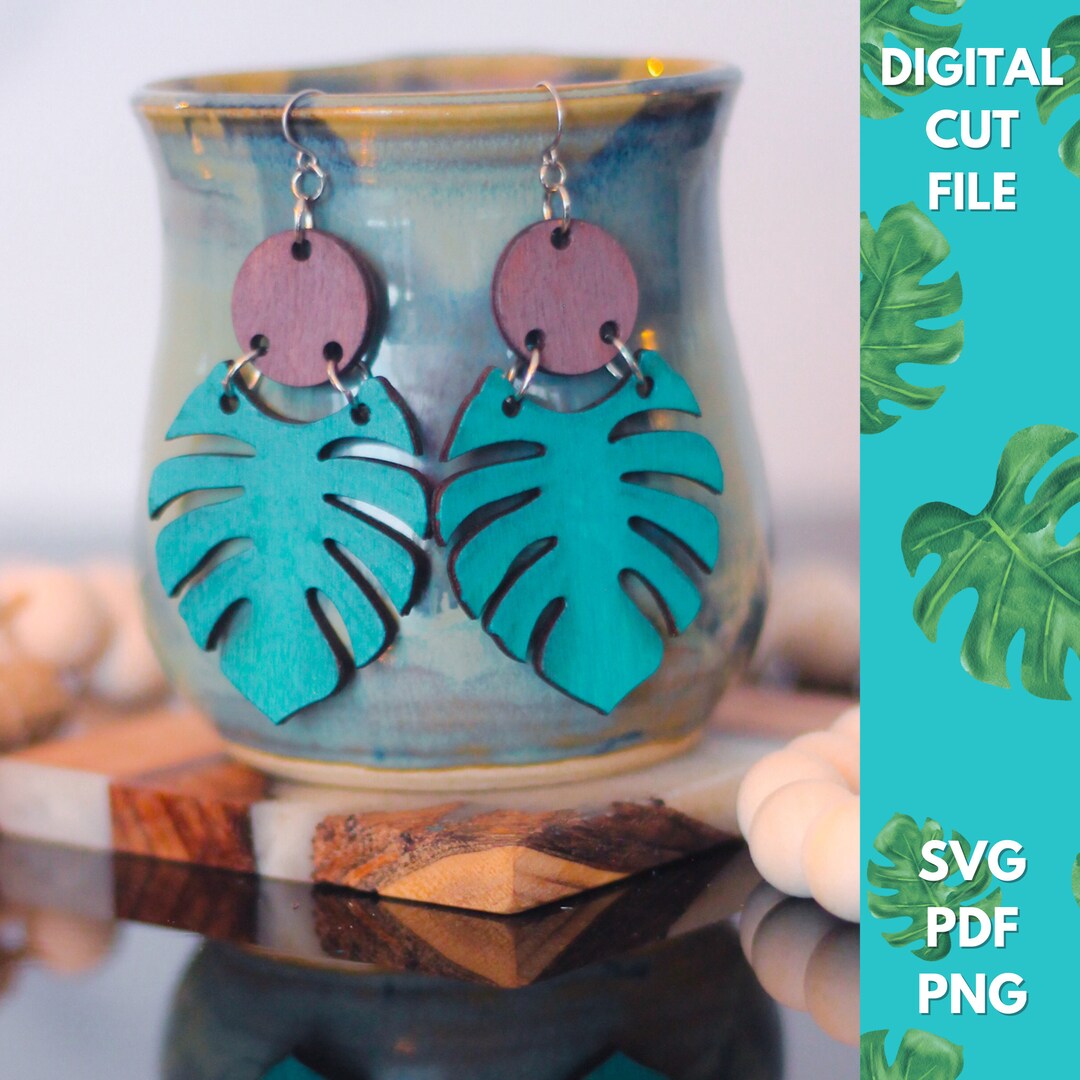 Monstera Earring Svg, Wood Earring SVG, Plant Earring Svg, Cottagecore ...