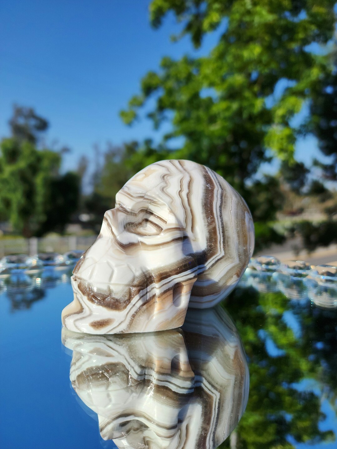 Mexican Banded Calcite Skull. This Unique Large Crystal Skull is Great ...