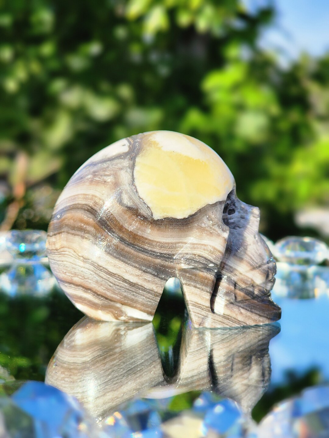 Banded Calcite Skull. This Unique Polished Crystal Skull is Great for a ...