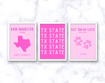 Texas State Wall Art, Preppy Texas State Wall Decor, Preppy Dorm Decor ...