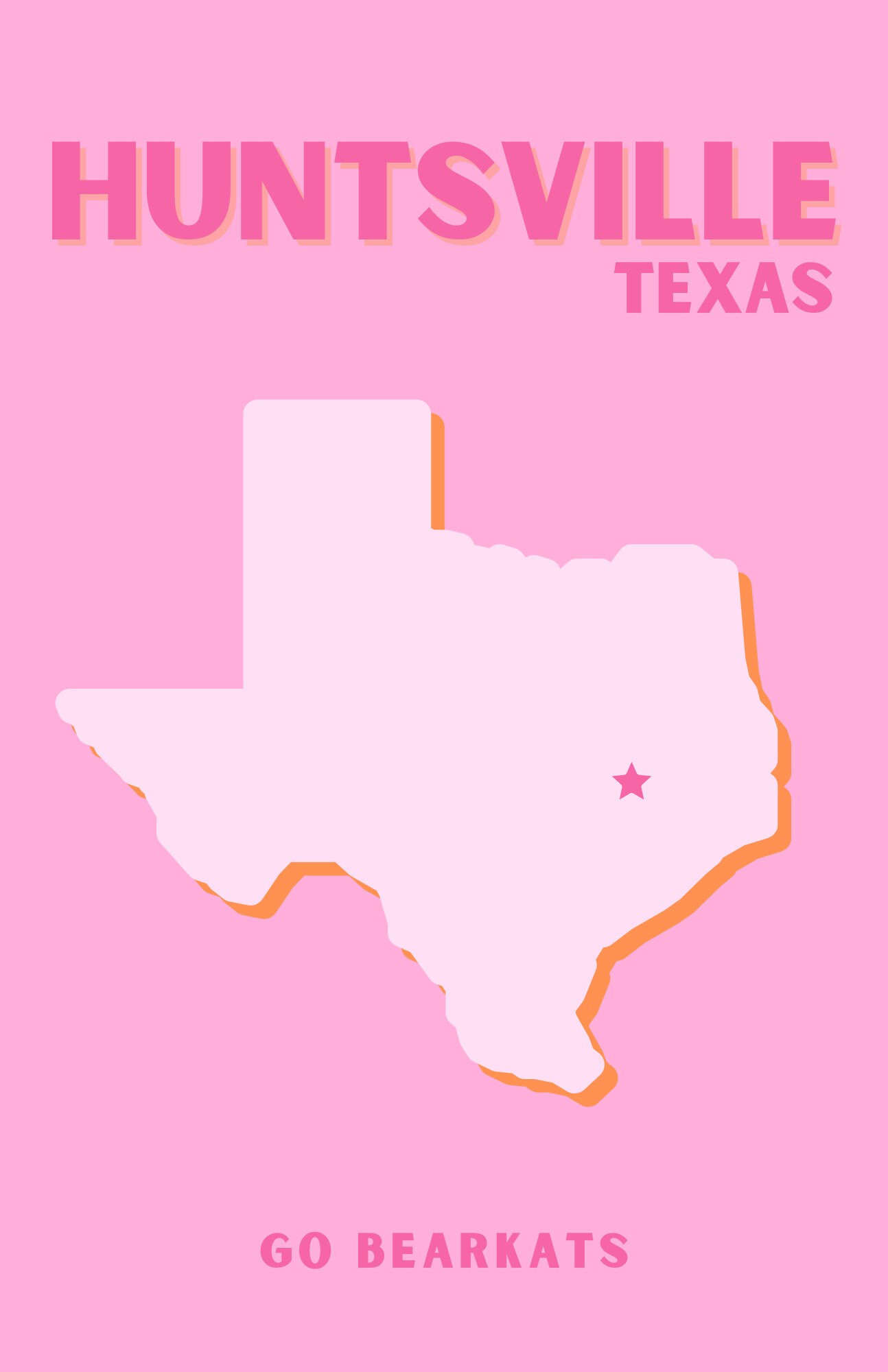 Sam Houston Wall Art, Sam Houston State, Pink and Orange SHSU Wall Art ...