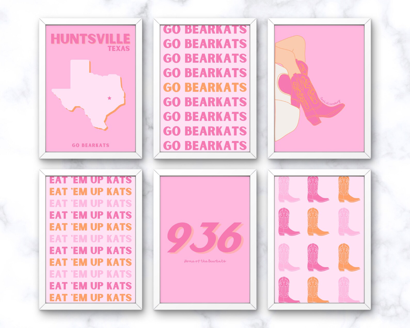 Sam Houston Wall Art, Sam Houston State, Pink and Orange SHSU Wall Art ...