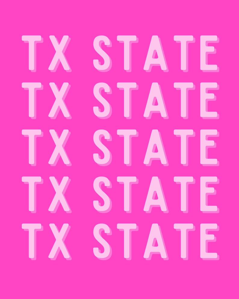 Preppy Texas State Wall Art, Pink Texas State Wall Art, Pink Texas Dorm ...