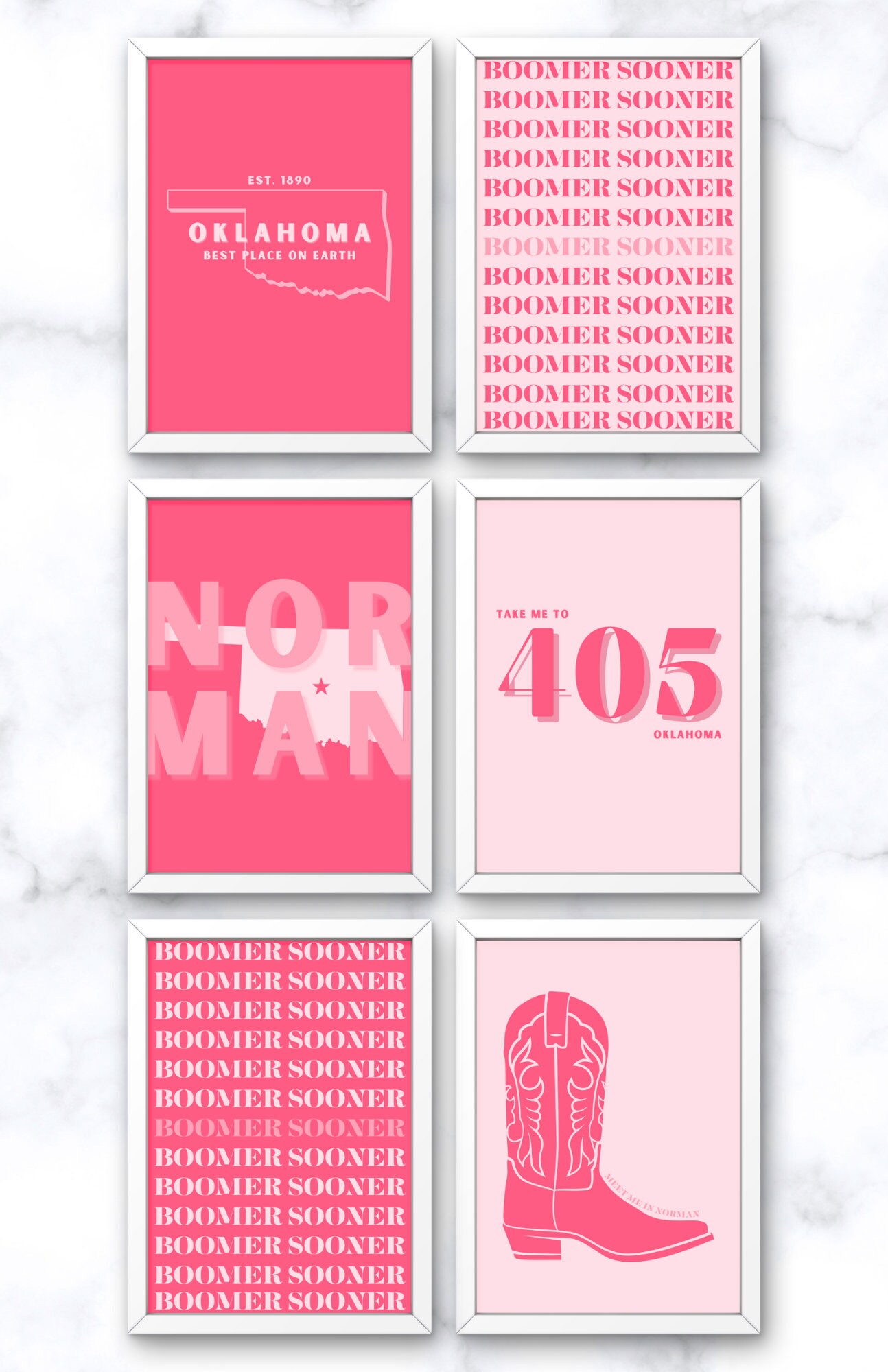 Preppy Pink Oklahoma Monochrome Pink Oklahoma Prints - Etsy