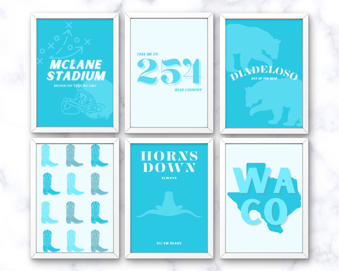 Preppy Baylor Wall Art, Teal and White Baylor Wall Art, Baylor College ...