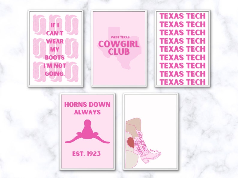 Preppy Texas Tech Wall Art, Digital Download, Set of 5 - Etsy