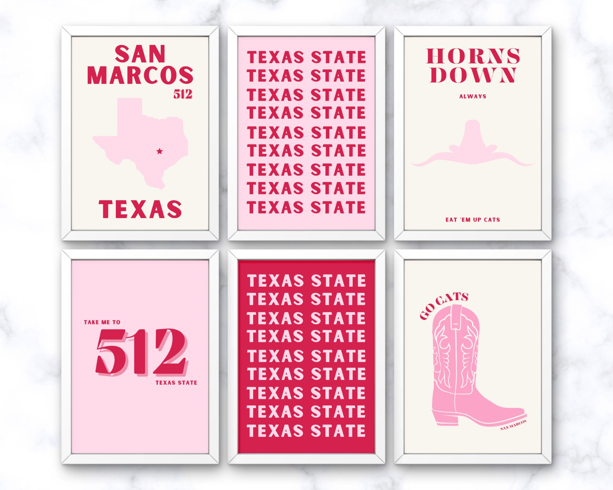 Texas State Wall Art, Preppy Texas State Wall Decor, Preppy Dorm Decor ...