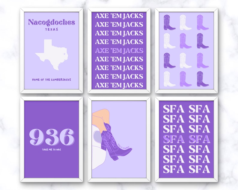 Stephen F Austin Wall Art, SFA Wall Art, Preppy SFA Dorm Decor, College ...