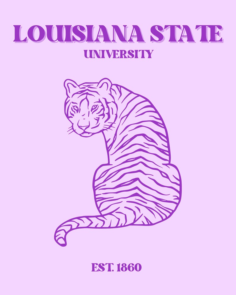 Louisiana State Wall Art, Preppy LSU Wall Art, Louisiana State Dorm ...