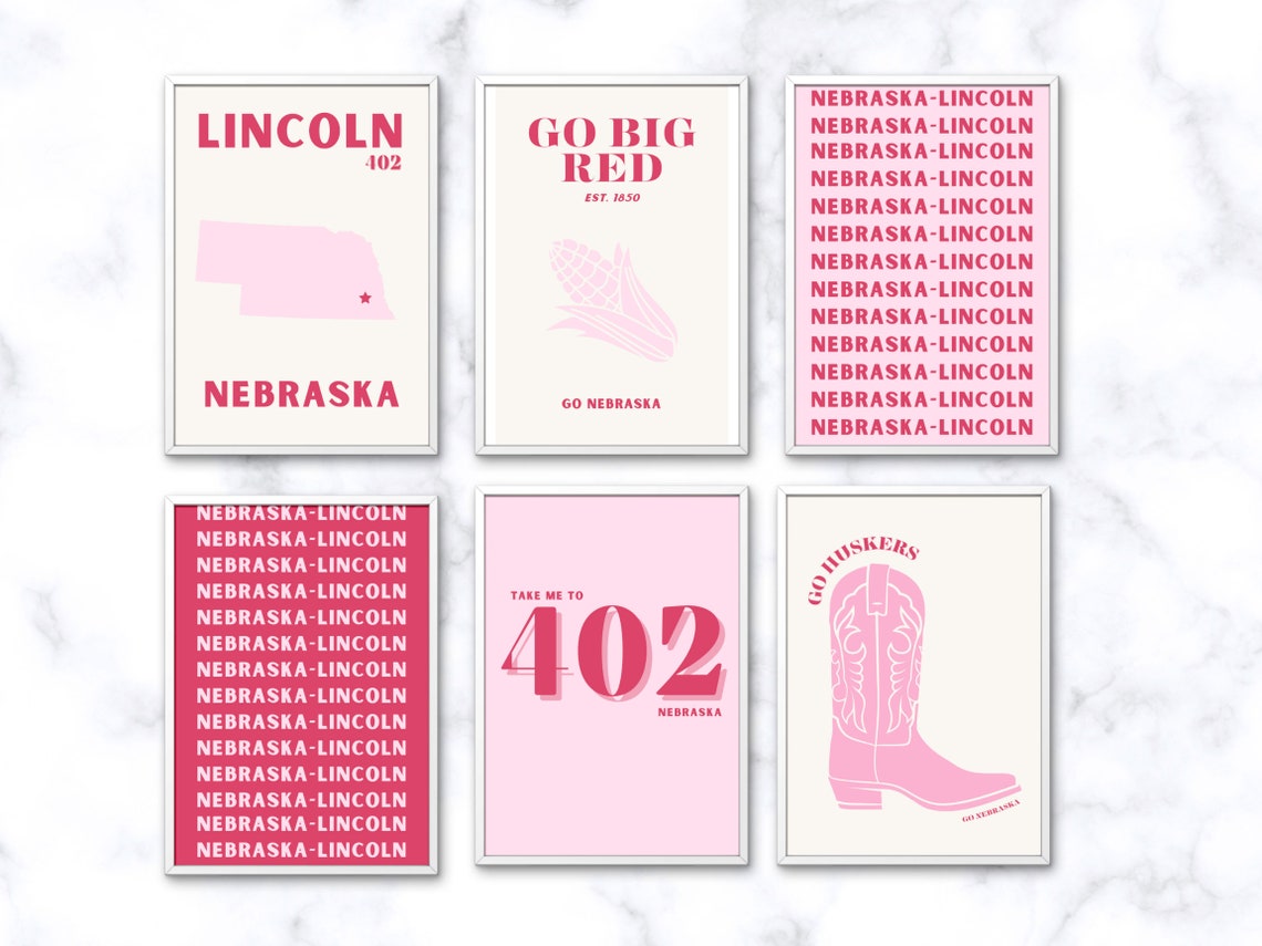 University of Nebraska Wall Art, Nebraska Dorm Decor, College Decor ...