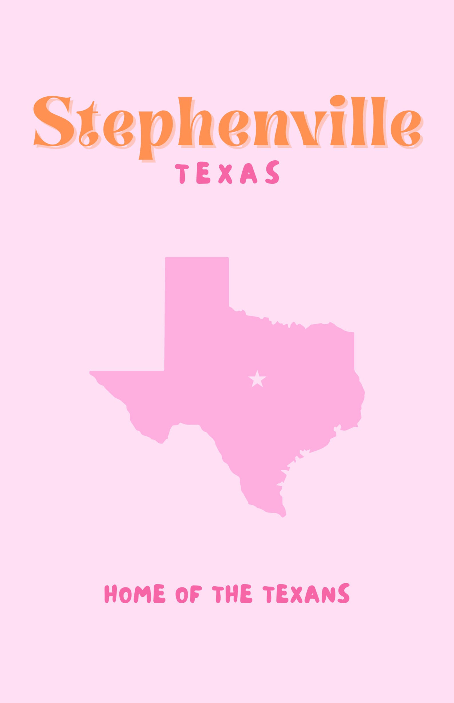 Preppy Tarleton State Wall Art, Pink and Orange Tarleton State Wall ...