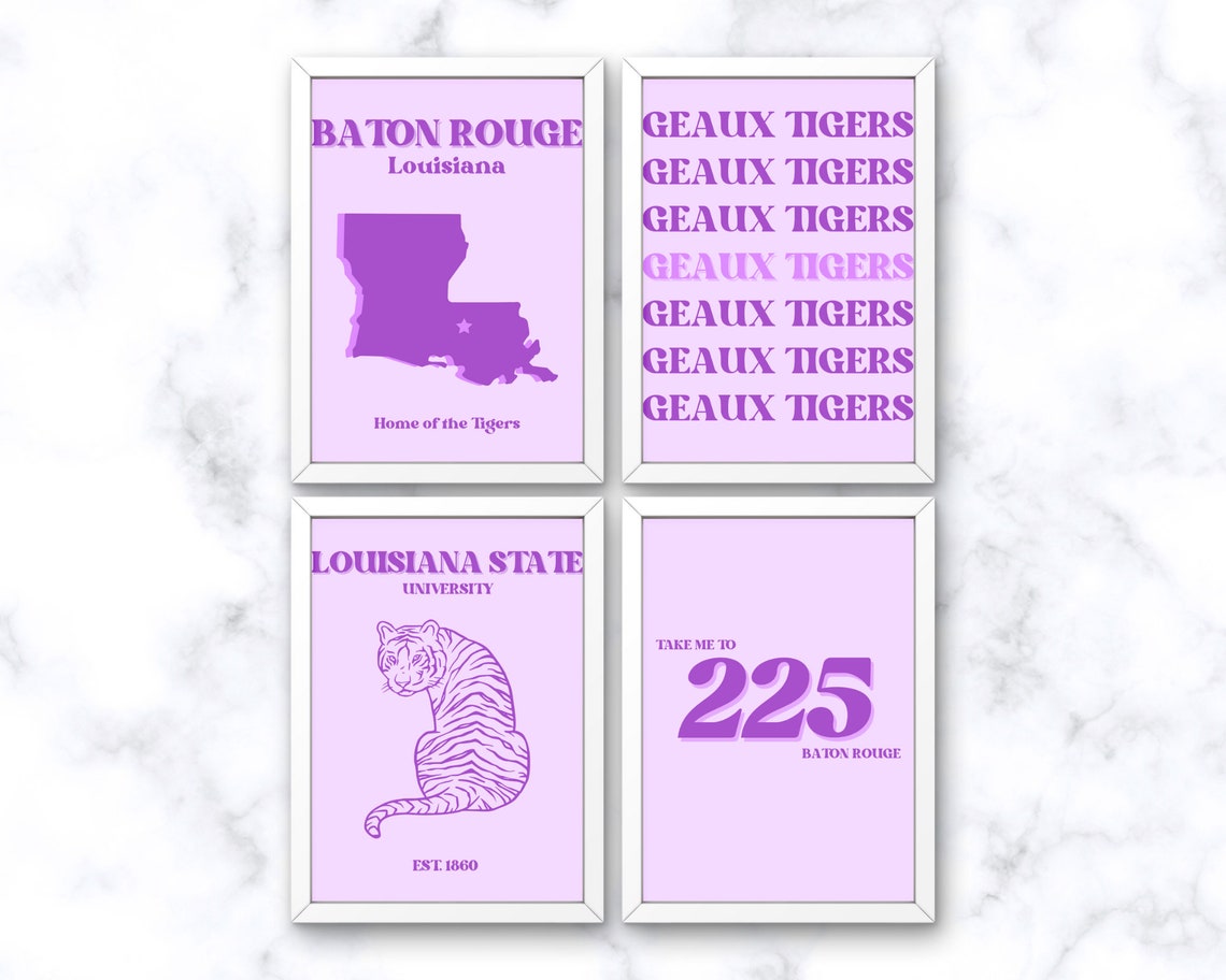 Louisiana State Wall Art, Preppy LSU Wall Art, Louisiana State Dorm ...