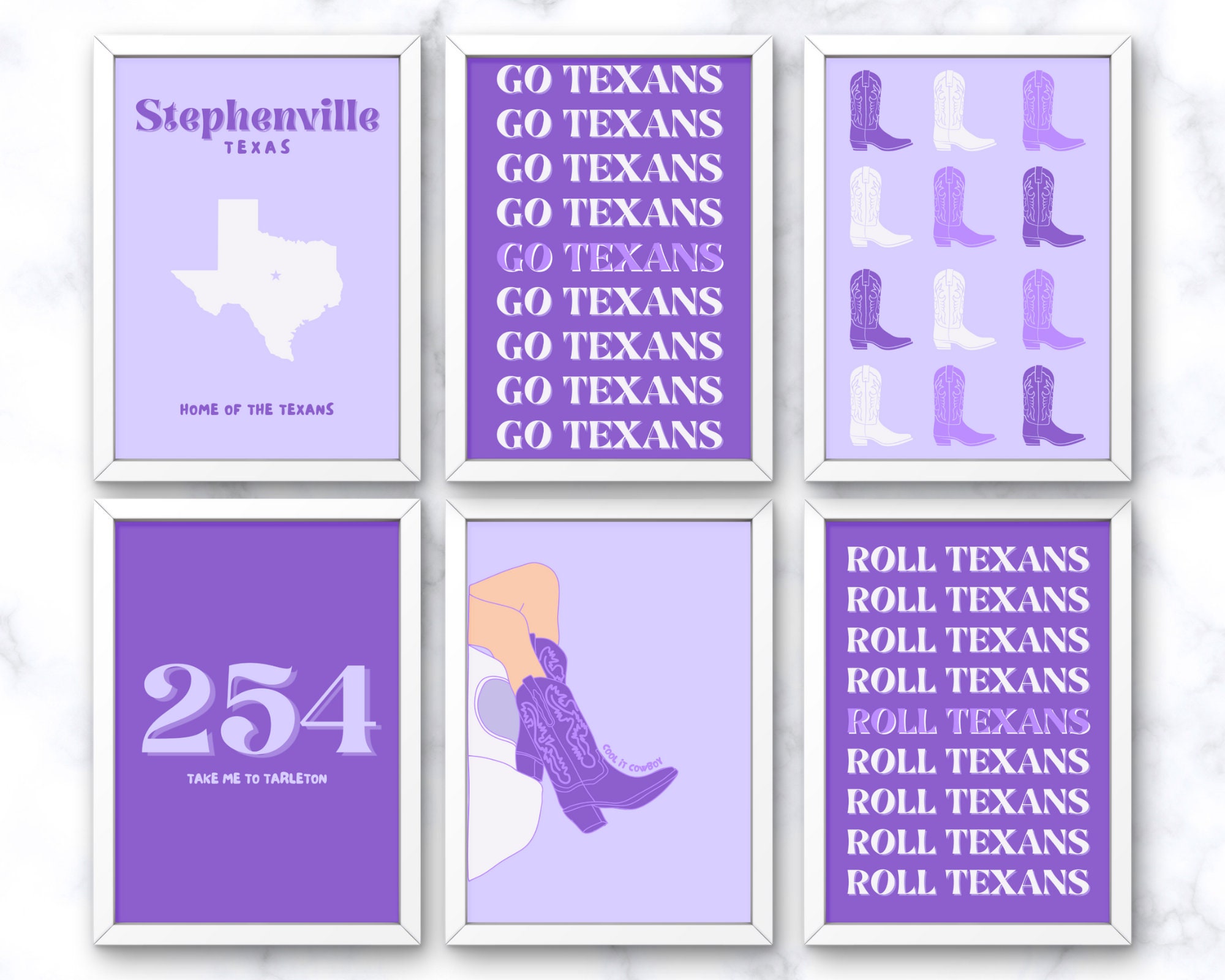 Tarleton State Wall Art, TSU Wall Art, Preppy Tarleton Dorm Decor ...