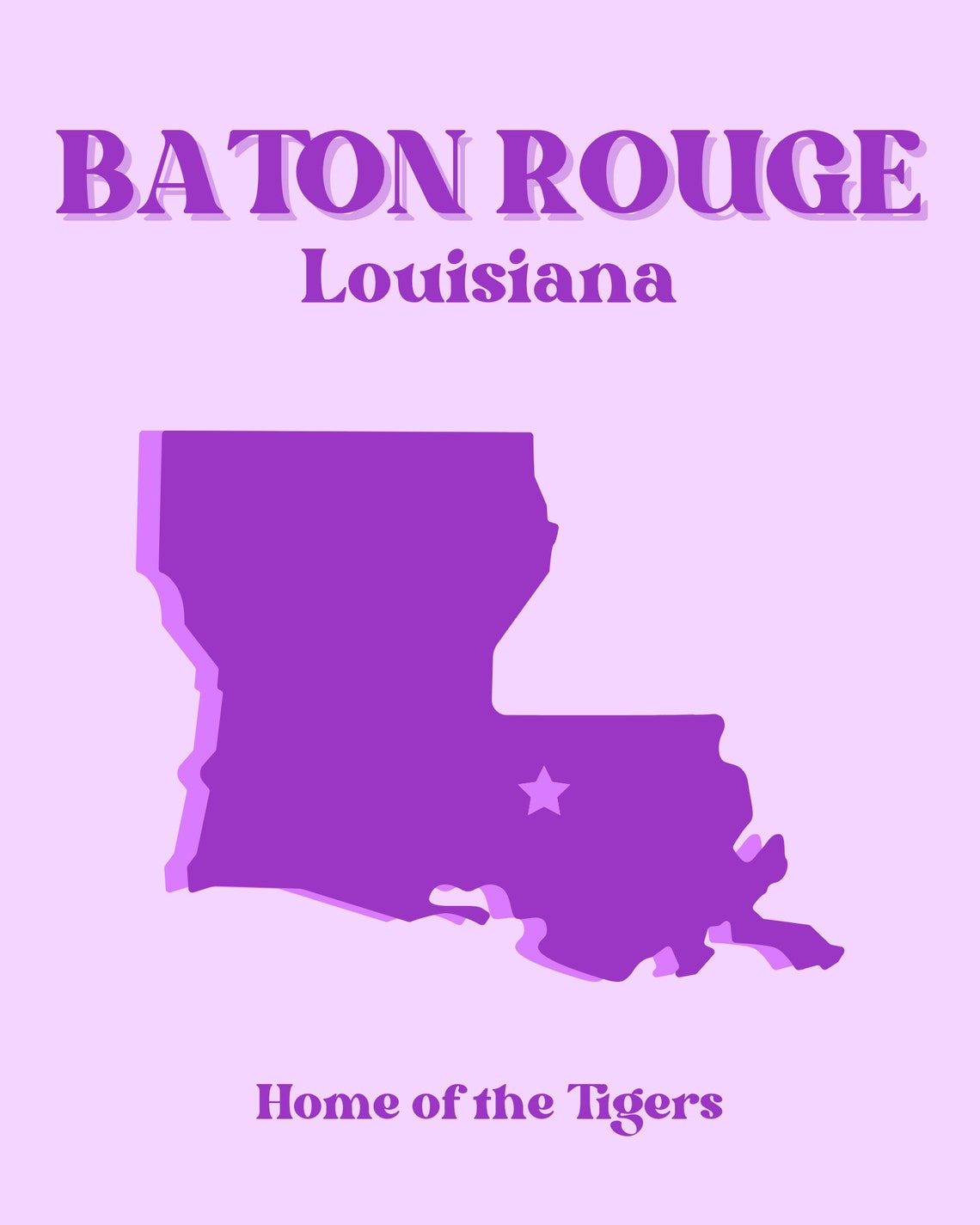 Louisiana State Wall Art, Preppy LSU Wall Art, Louisiana State Dorm ...