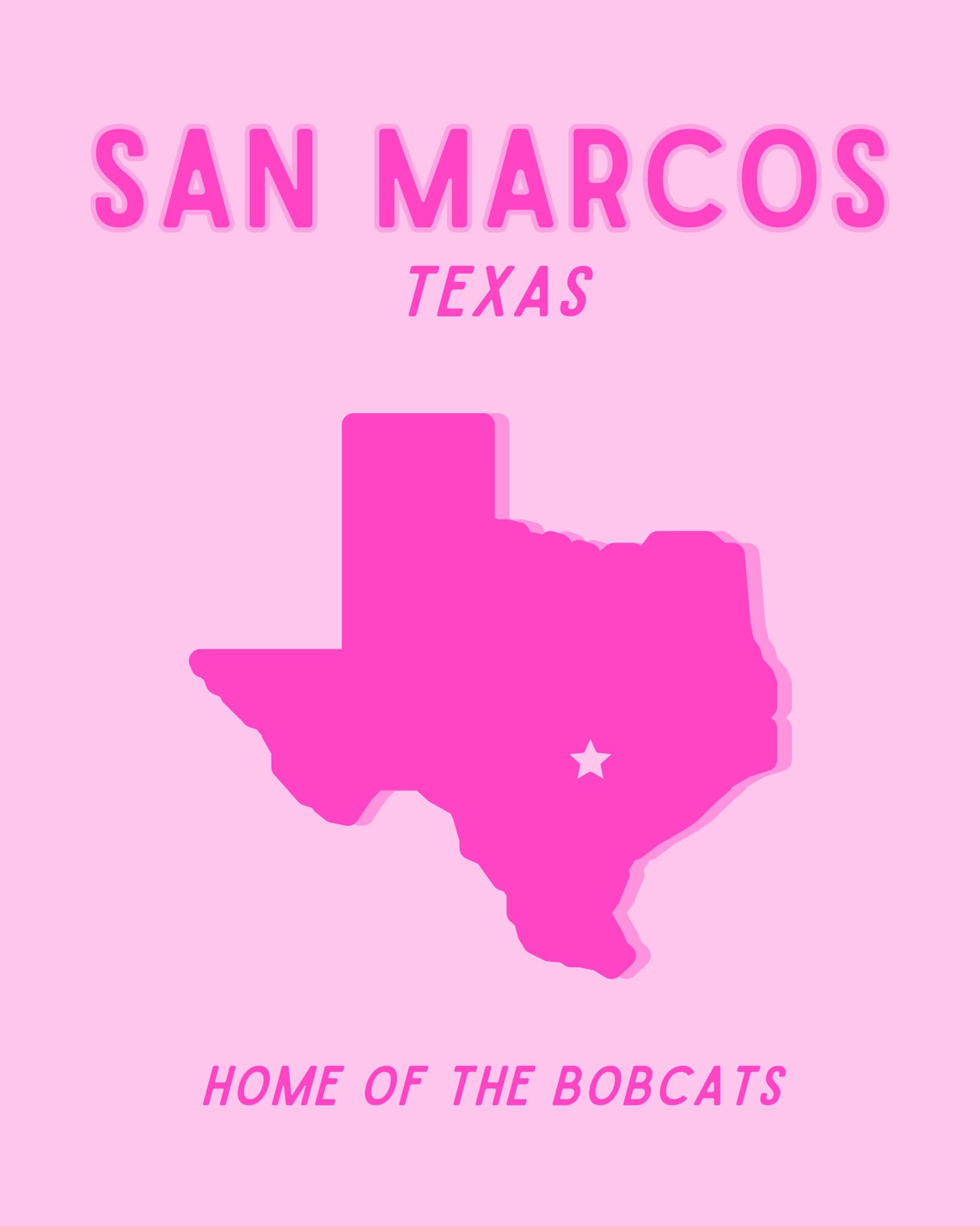 Preppy Texas State Wall Art Pink Texas State Wall Art Pink - Etsy