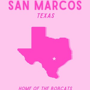 Preppy Texas State Wall Art, Pink Texas State Wall Art, Pink Texas Dorm ...