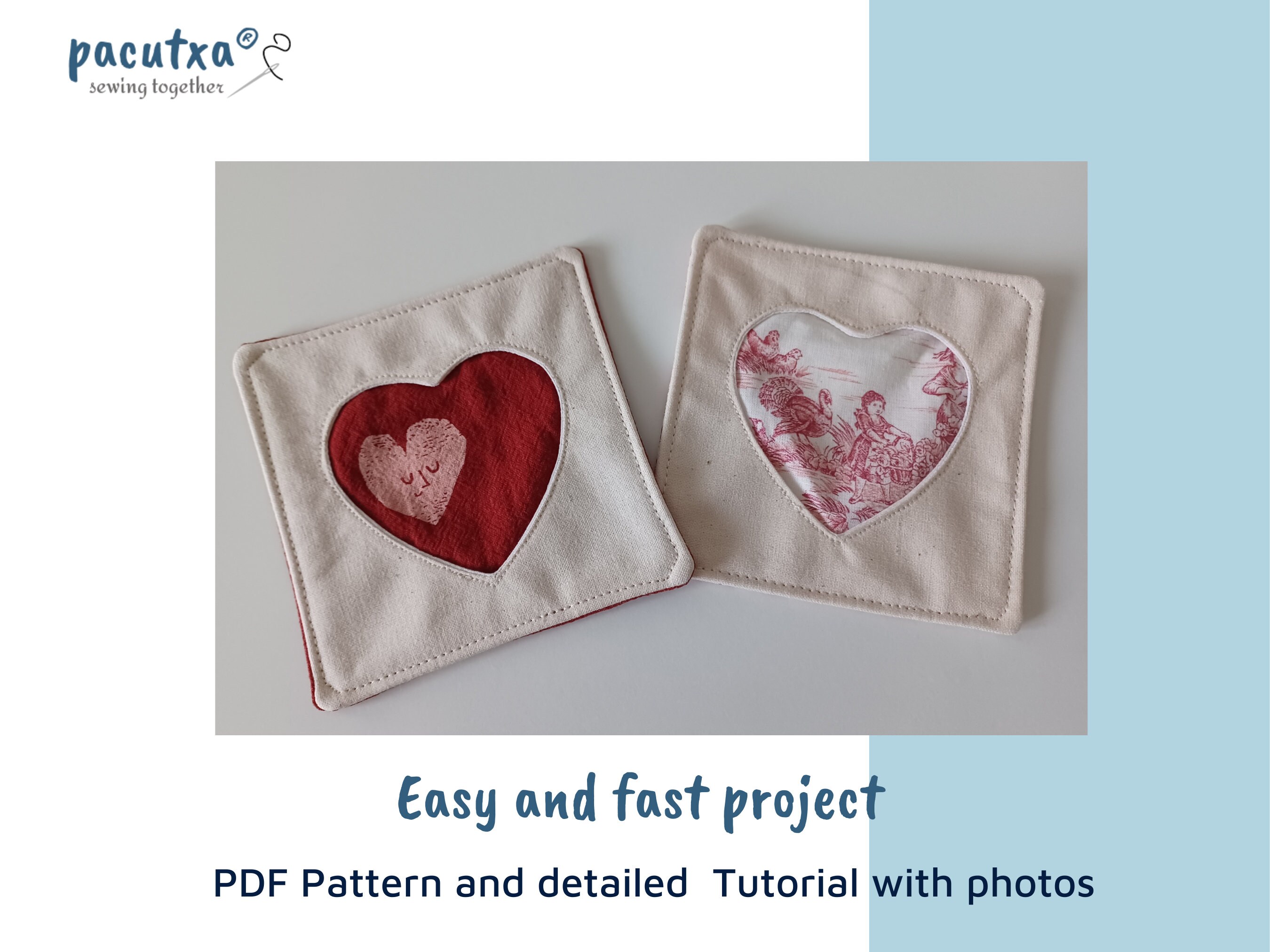 Heart Mug Rug Pattern Fabric Coaster Pattern Tea Coaster - Etsy