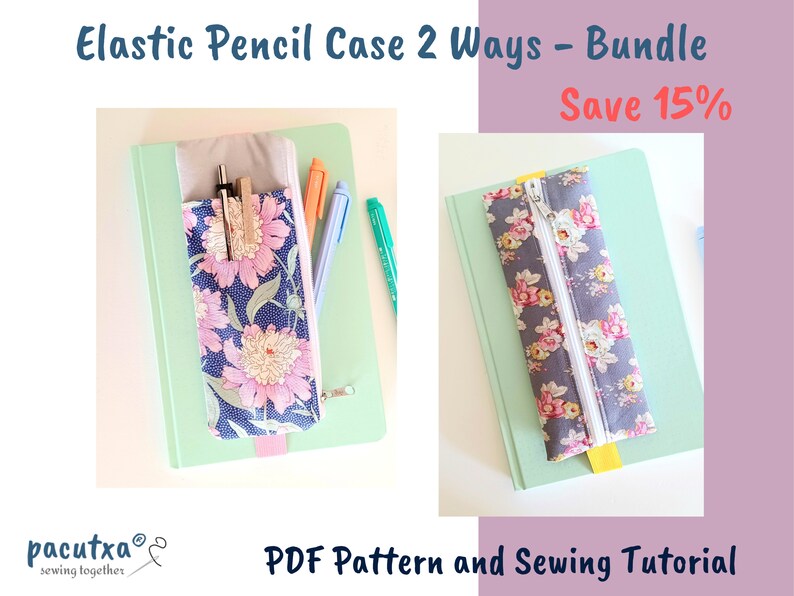 PDF Sewing Pattern Bundle Notebook Elastic Pencil Case - Etsy